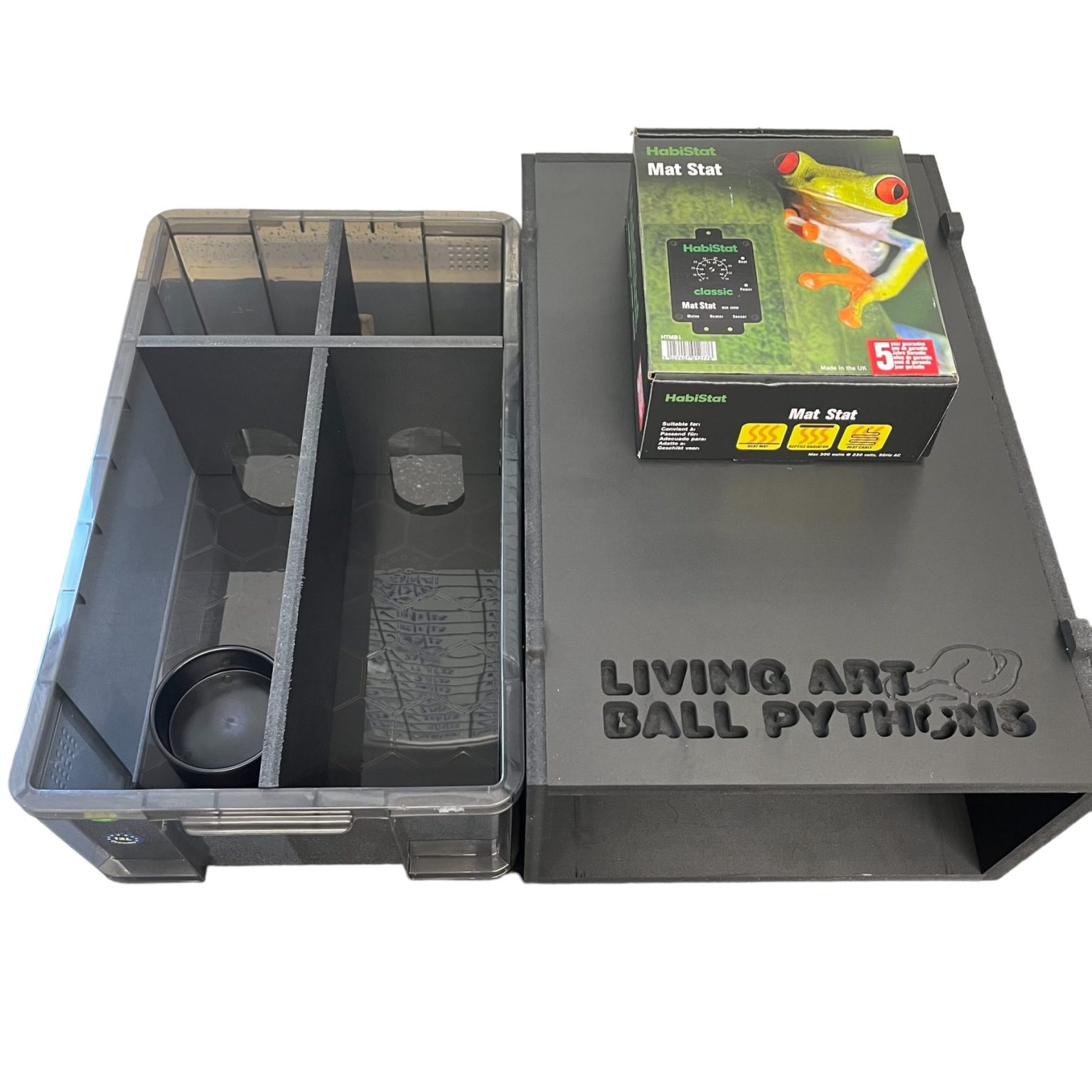 Black 12 Litre Ball Python Set Up Kit - Living Art Ball Pythons